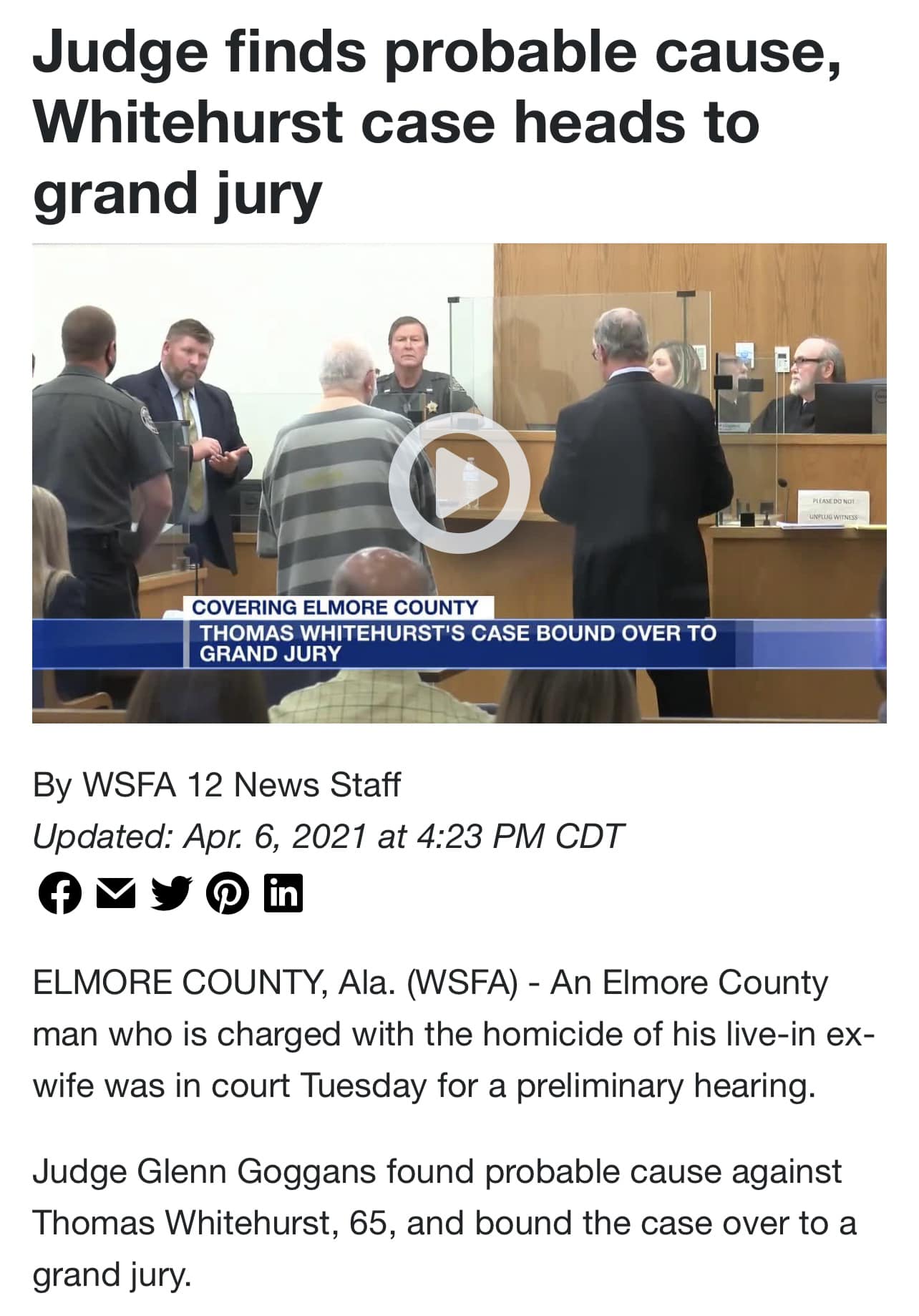 An Elmore County jury finds Thomas Whitehurst NOT GUILTY of MURDER ...